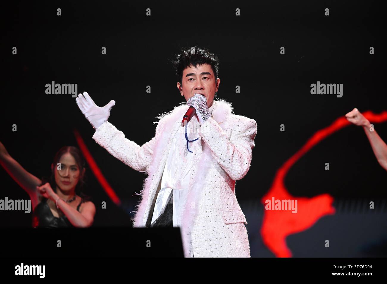 Hong Kong singer and actor Jordan Chan holds a concert in Shenyang City ...