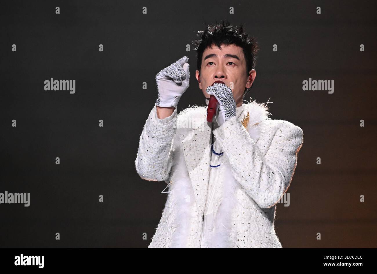 Hong Kong singer and actor Jordan Chan holds a concert in Shenyang City ...