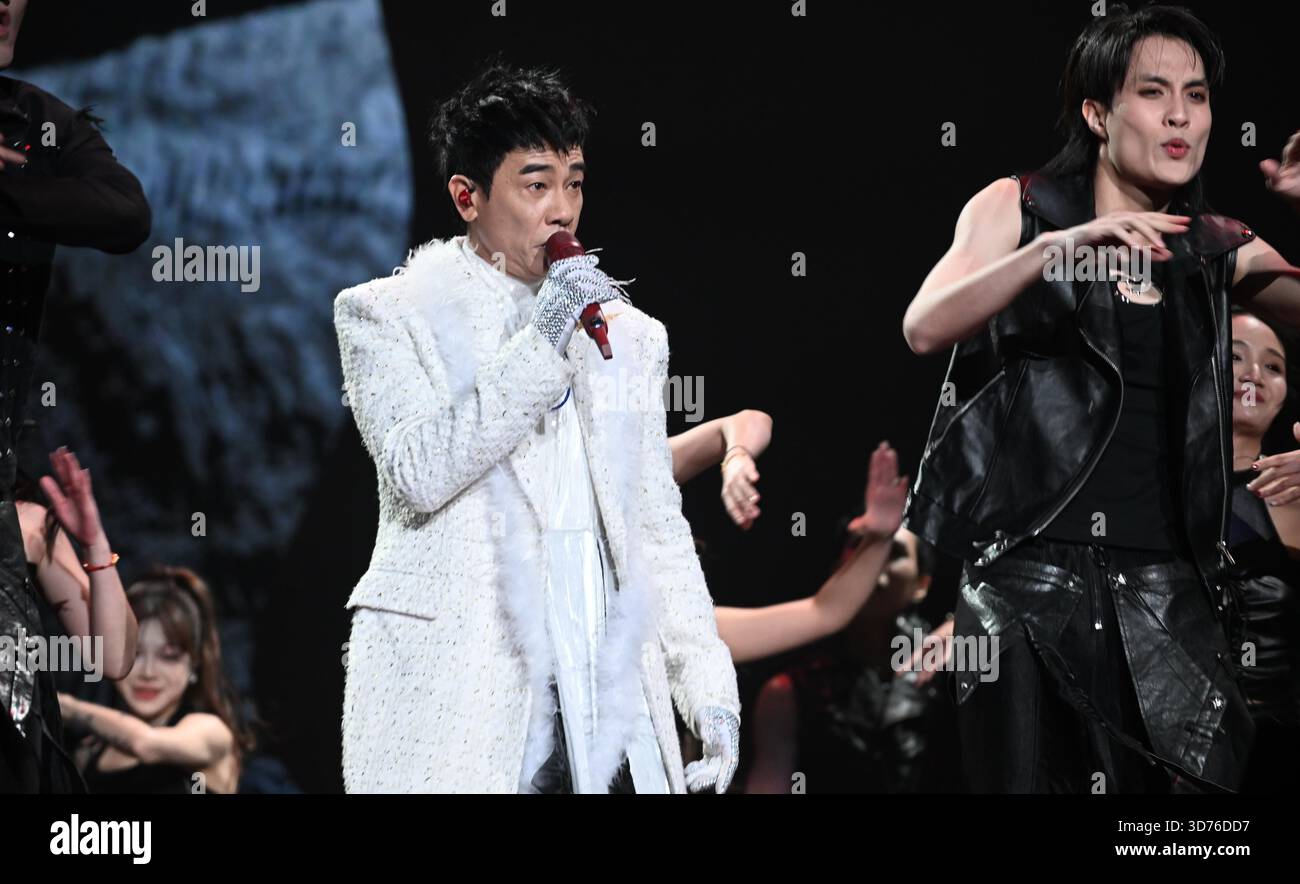 Hong Kong singer and actor Jordan Chan holds a concert in Shenyang City ...