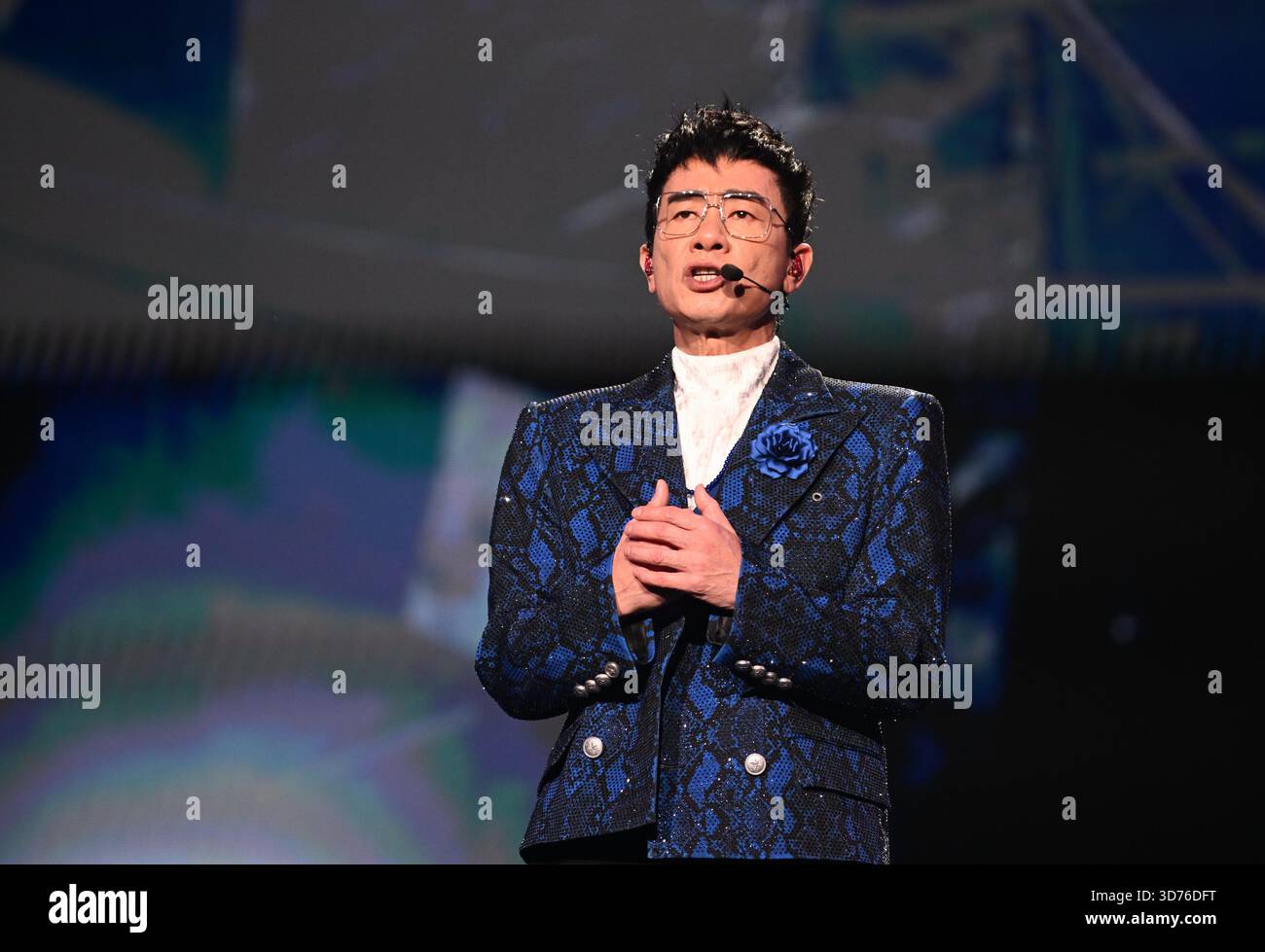 Hong Kong singer and actor Jordan Chan holds a concert in Shenyang City ...
