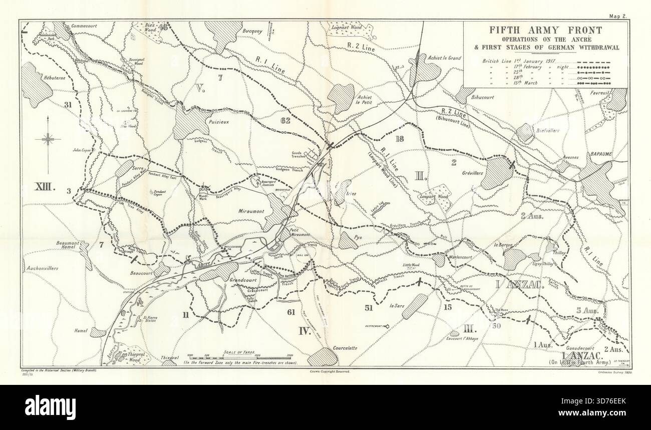 5th Army Front: Ancre Operations & 1st Stages of German Withdrawal 1917 ...