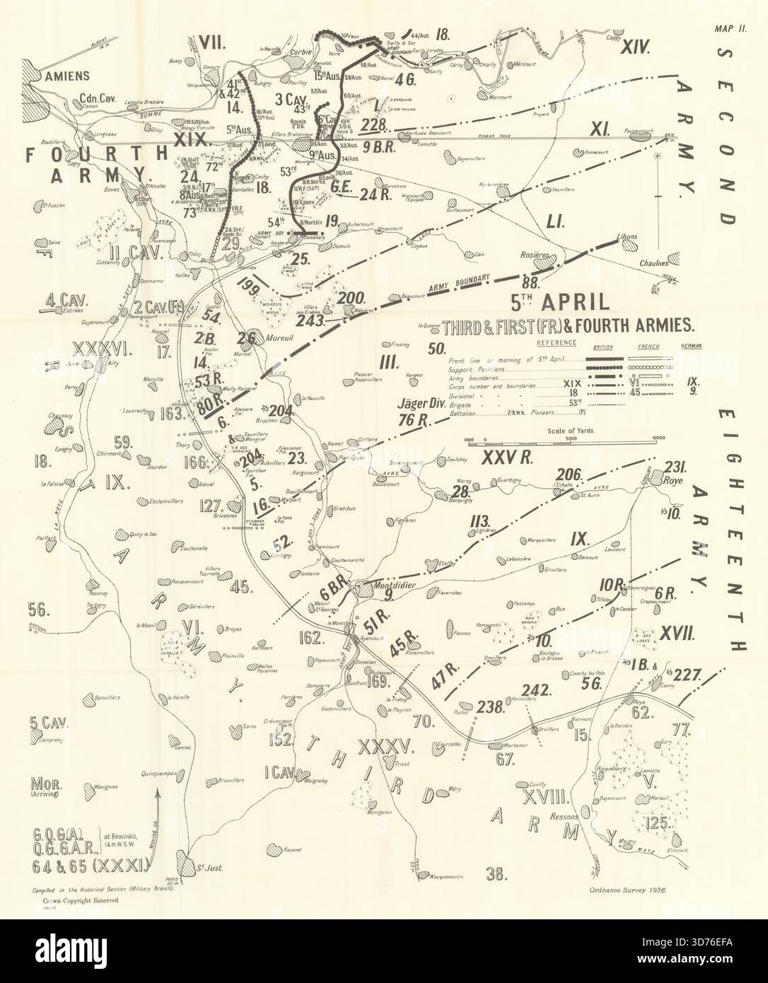 Operation Michael. 5 April 1918, 3rd, 1st (French) & Fourth Armies. WW1 ...