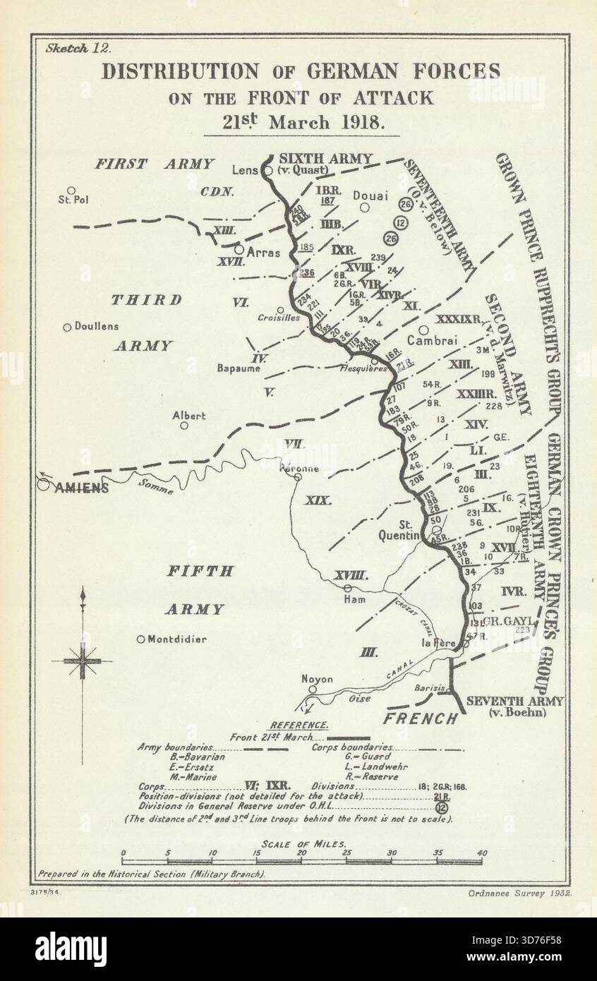 Operation Michael. German Forces on the Front of Attack, 21 March 1918 ...