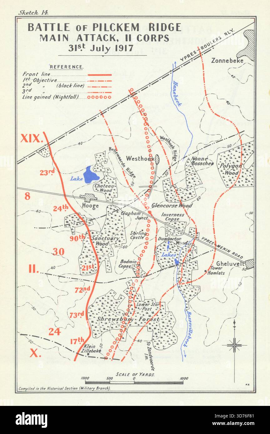 Third Battle of Ypres. Pilckem Ridge. II Corps attack. 31 July 1917 WW1 ...