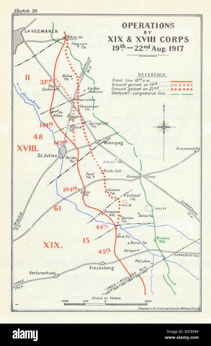 Third Battle of Ypres. XIX & XVIII Corps Operations, 19–22 August. WW1 ...