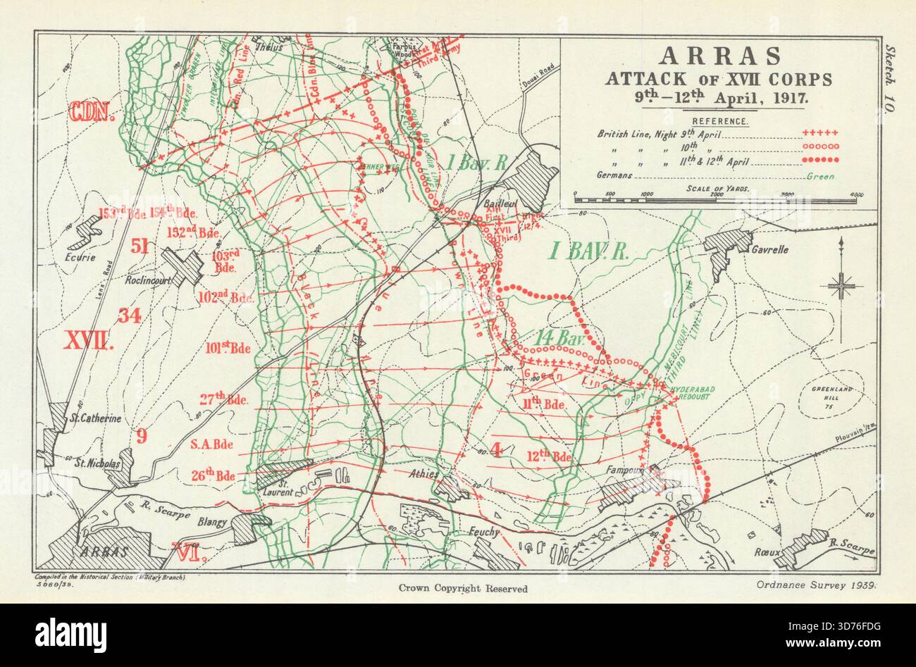 Battle of Arras. Attack of XVII Corps, 9–12 April 1917. First World War ...