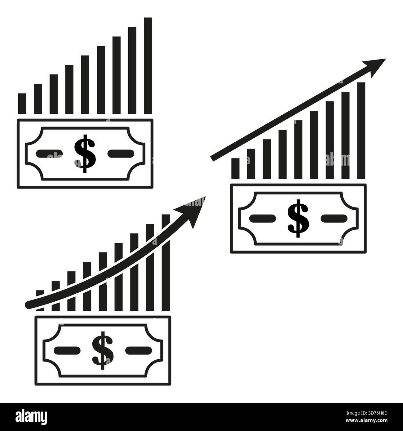 Business chart graphic. Upward arrow symbol. Dollar money Vector sign ...