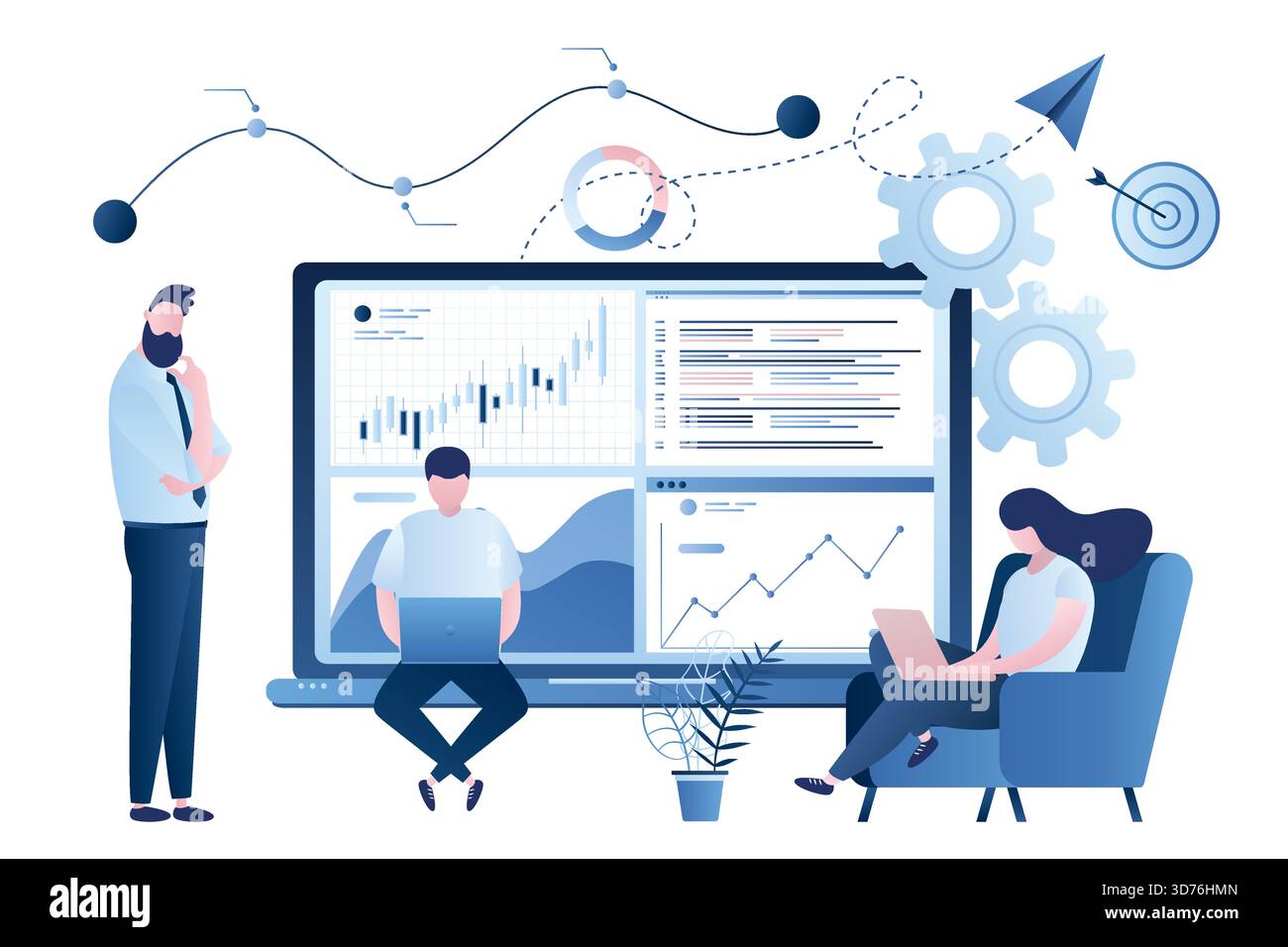 Businesspeople team analyzing statistic Stock Vector Images - Alamy
