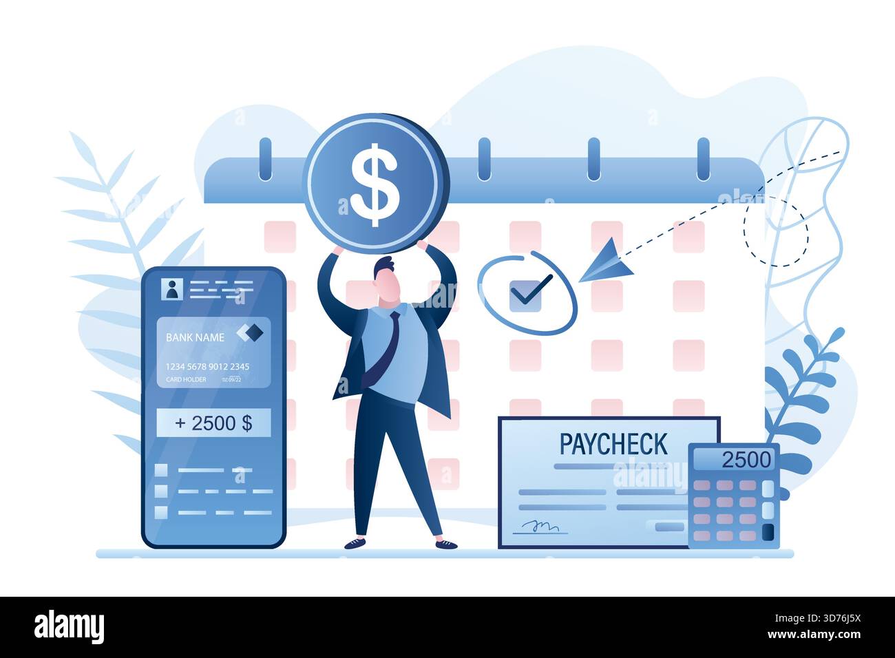 Employee holding paycheck Stock Vector Images - Alamy