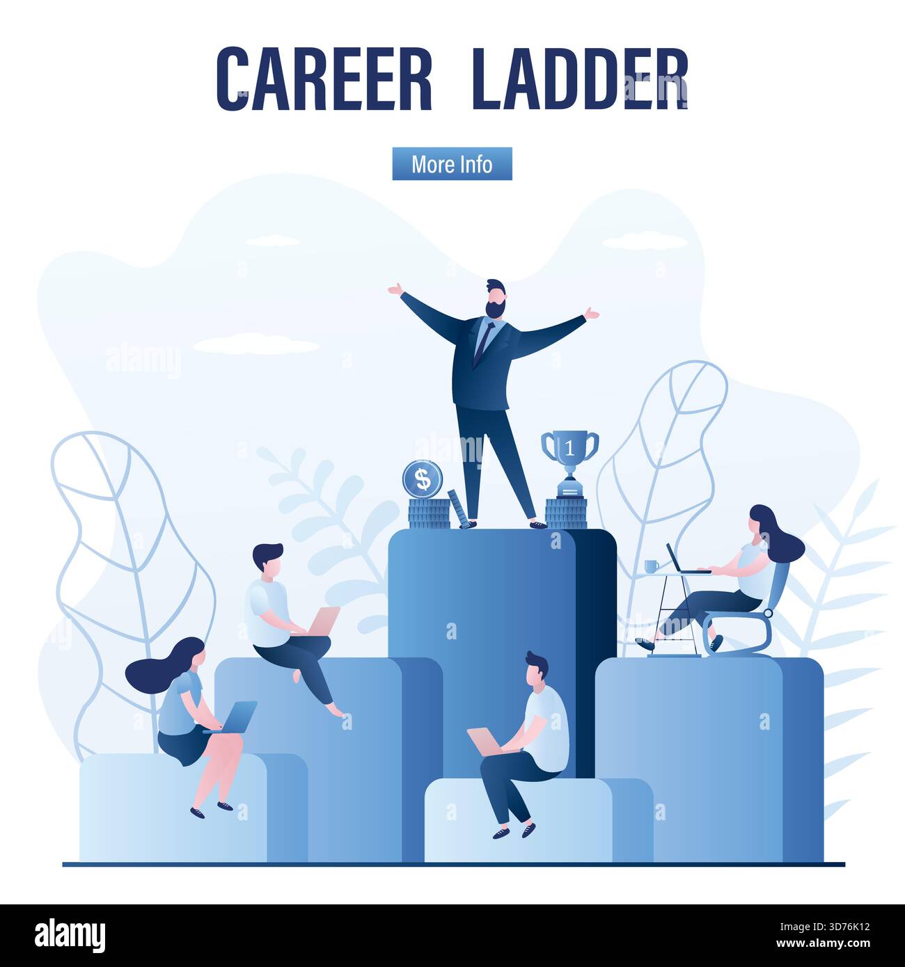 Various business people work and climb corporate ladder. Employment ...