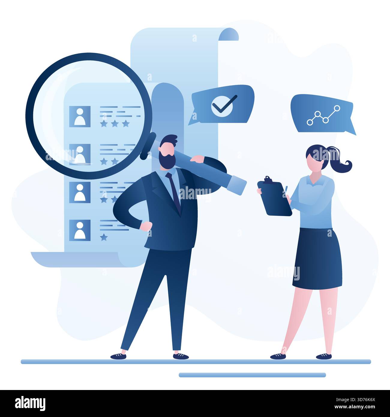 Recruitment process concept. Business people select staff. Resume of ...