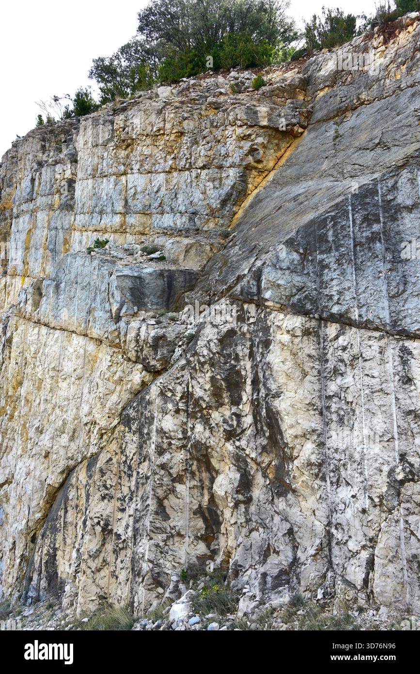 Normal fault and fault mirror. Cantavieja, Maestrazgo, Teruel, Aragón ...