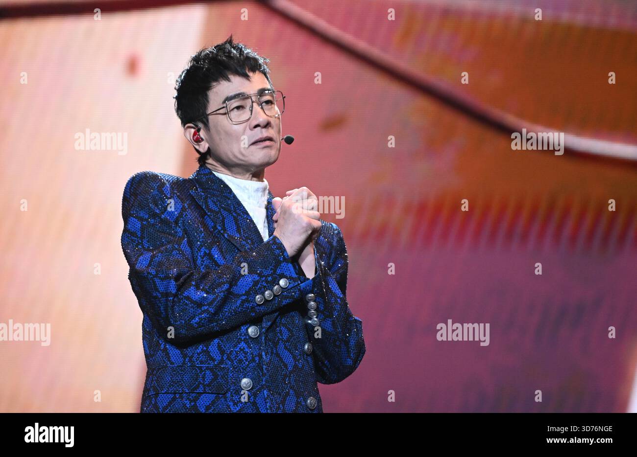 Hong Kong singer and actor Jordan Chan holds a concert in Shenyang City ...