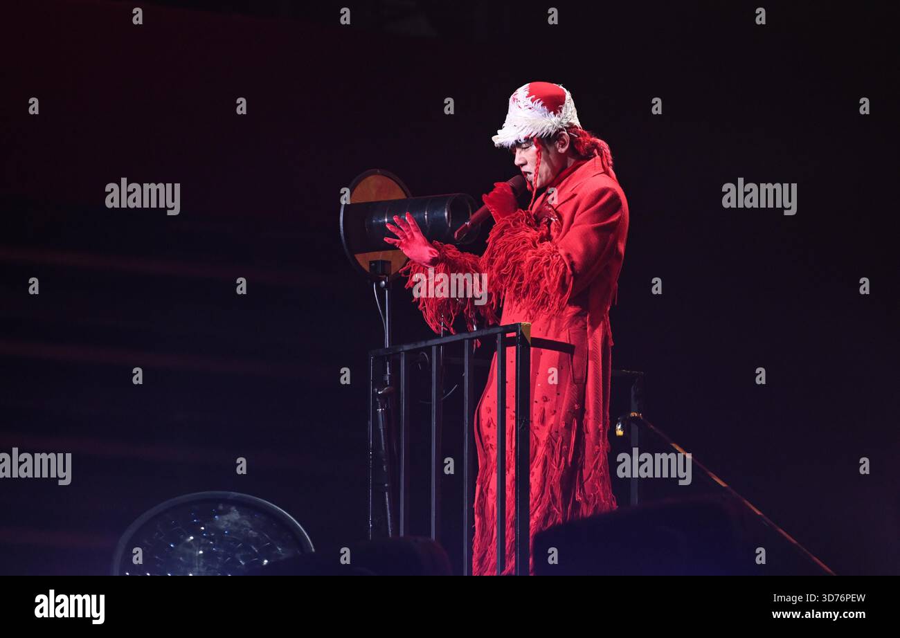 Hong Kong singer and actor Jordan Chan holds a concert in Shenyang City ...