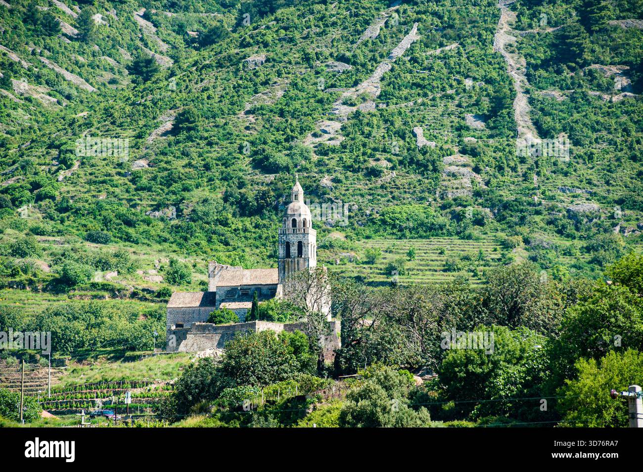 Stone houses church blue hi-res stock photography and images - Alamy