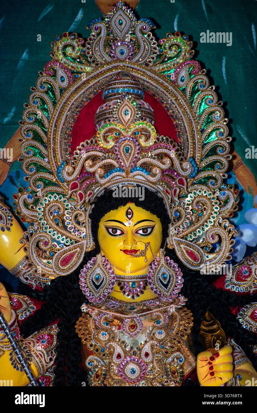 Idol of Goddess Durga in Durga Puja 2025 organized by Brindaban Akhera ...