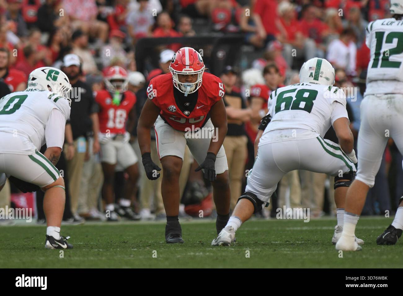 ATHENS, GA - NOVEMBER 22: Defensive lineman JJ Hanne #96 of the Georgia ...