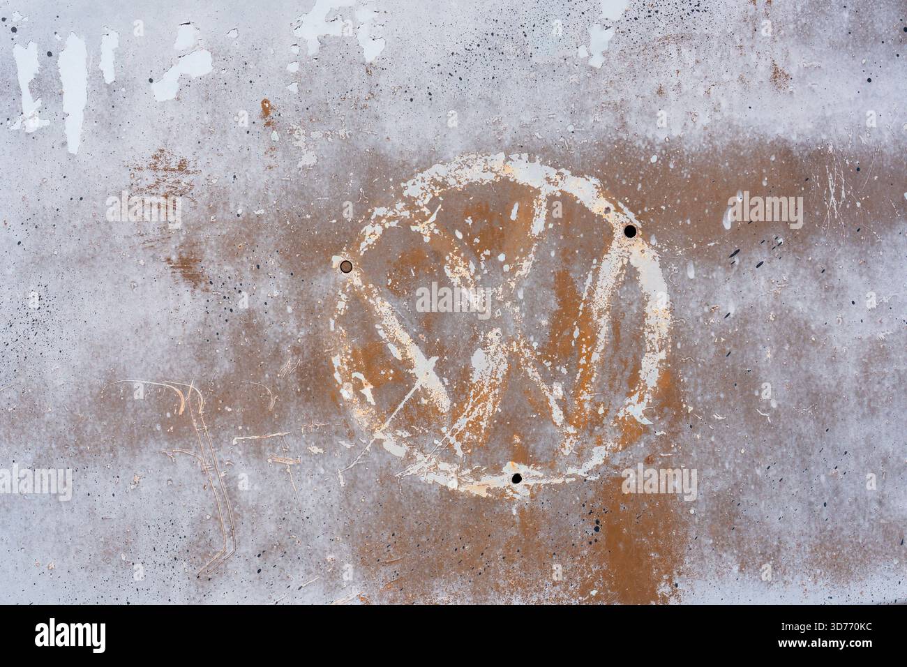 The remains of a VW, Volkswagen Combi or Bulli front badge Stock Photo ...