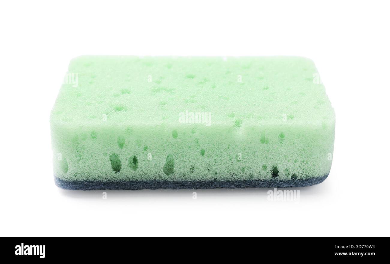 One clean kitchen sponge isolated on white Stock Photo - Alamy