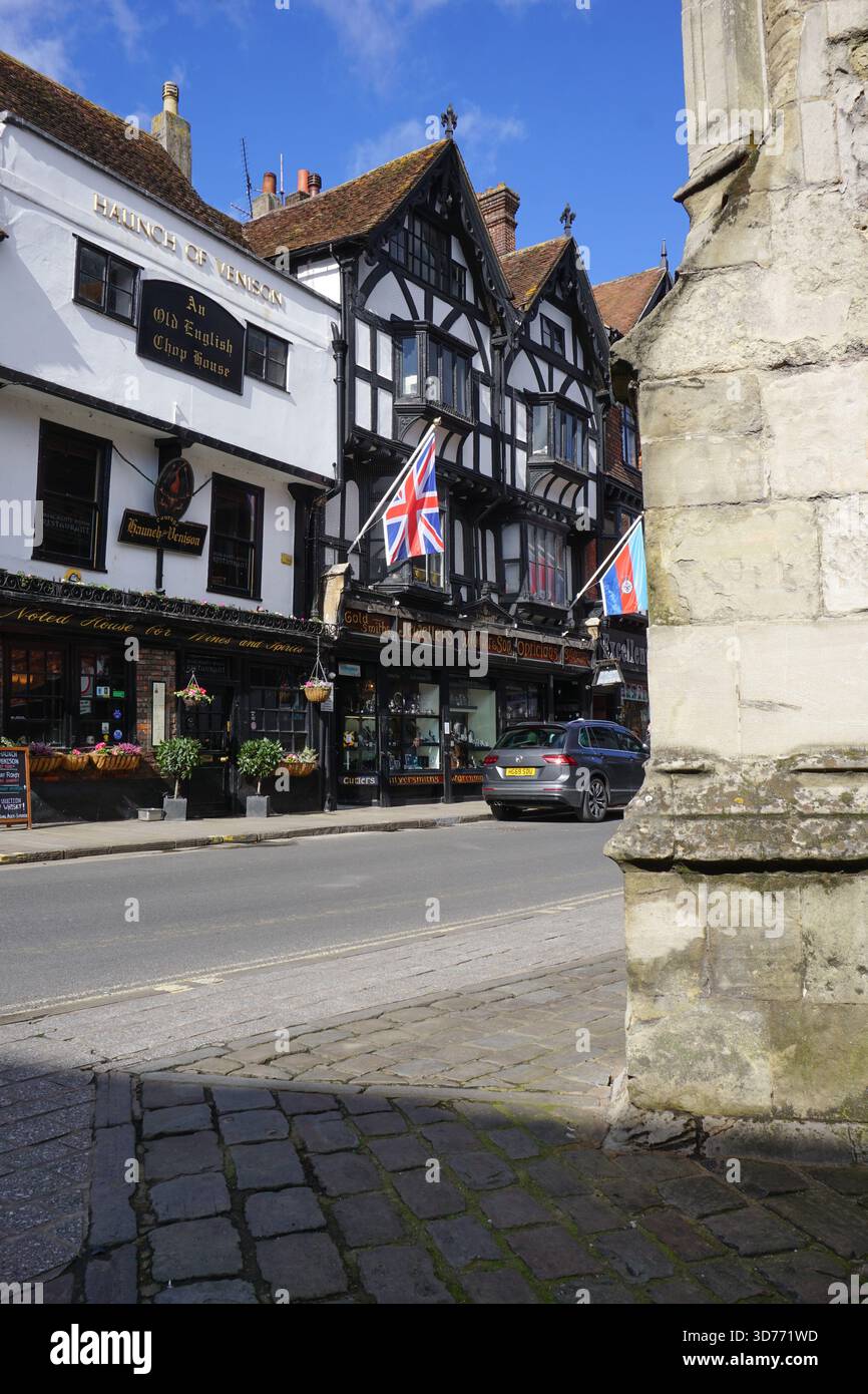 Historic Tudor period buildings in Salisbury, England 17 March 2022 ...