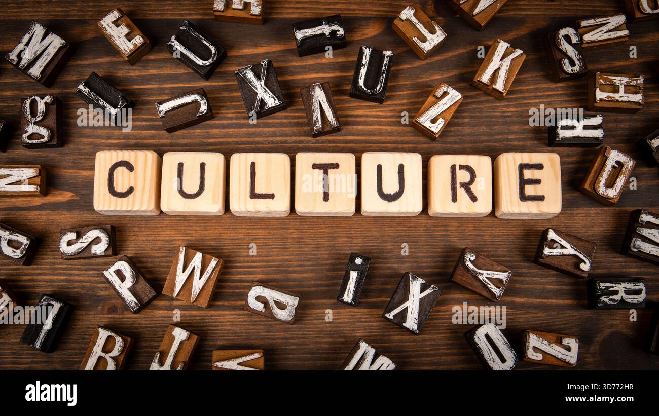 Word Culture Concept with Wooden Letter Blocks on Rustic Wooden ...