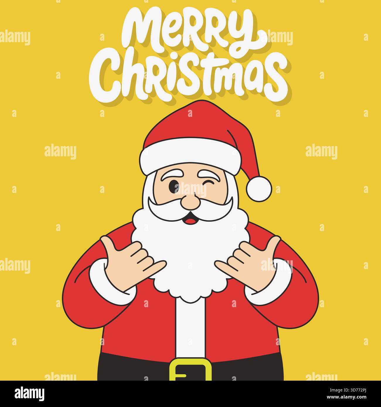 Cheerful Cartoon Santa Claus Showing Shaka Sign and Winking with Merry ...