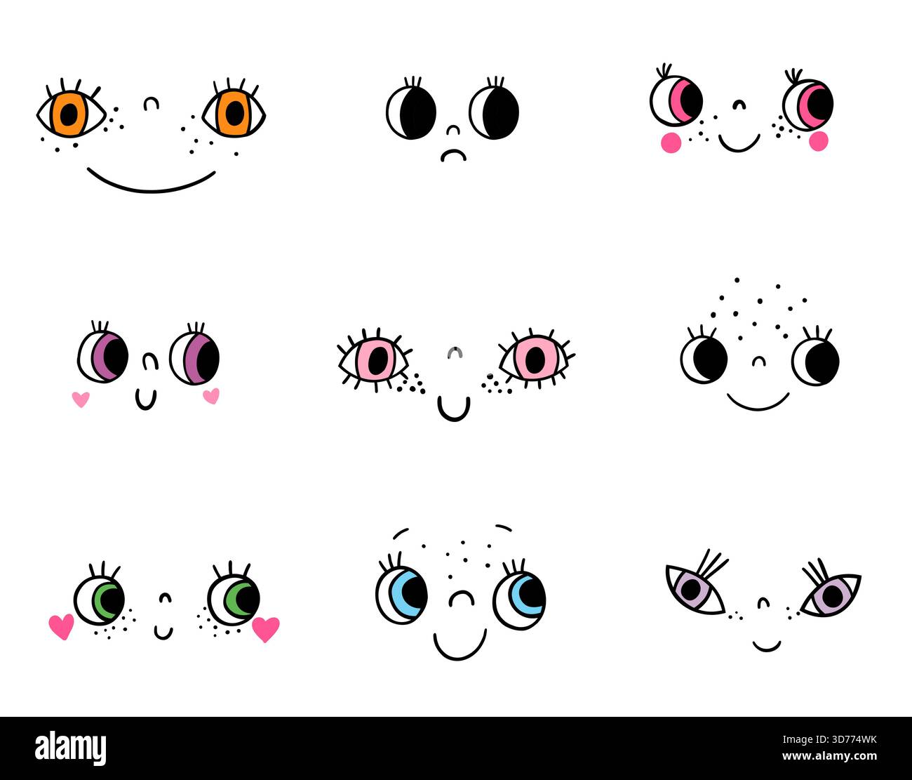 Line kawaii happy cute Stock Vector Images - Alamy