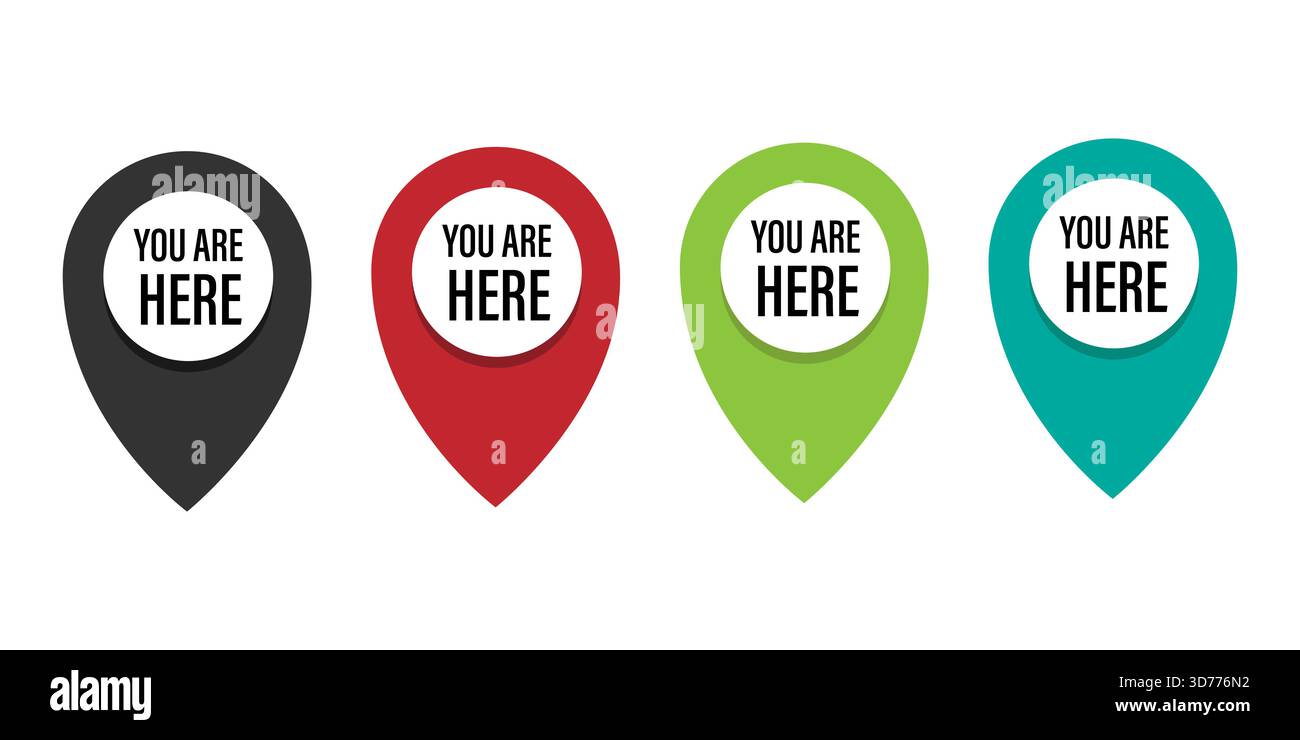 Location pin set. You are here. Map marker vector. Navigation symbol ...