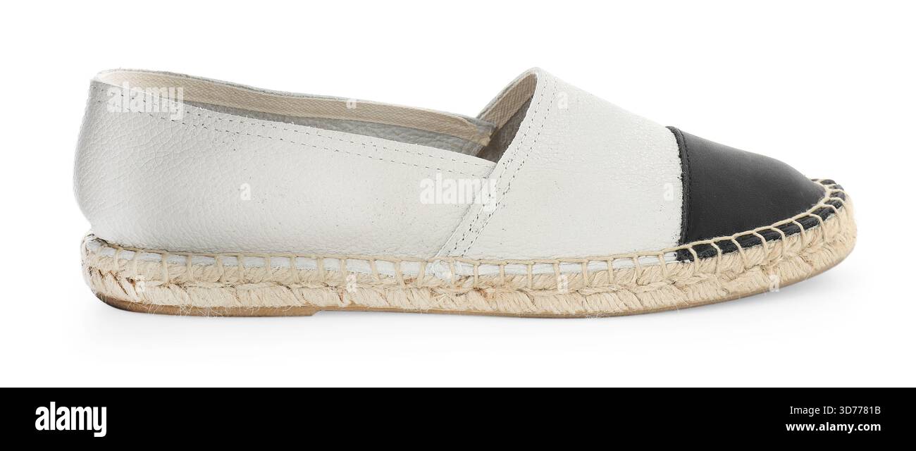 One stylish espadrille shoe isolated on white Stock Photo - Alamy