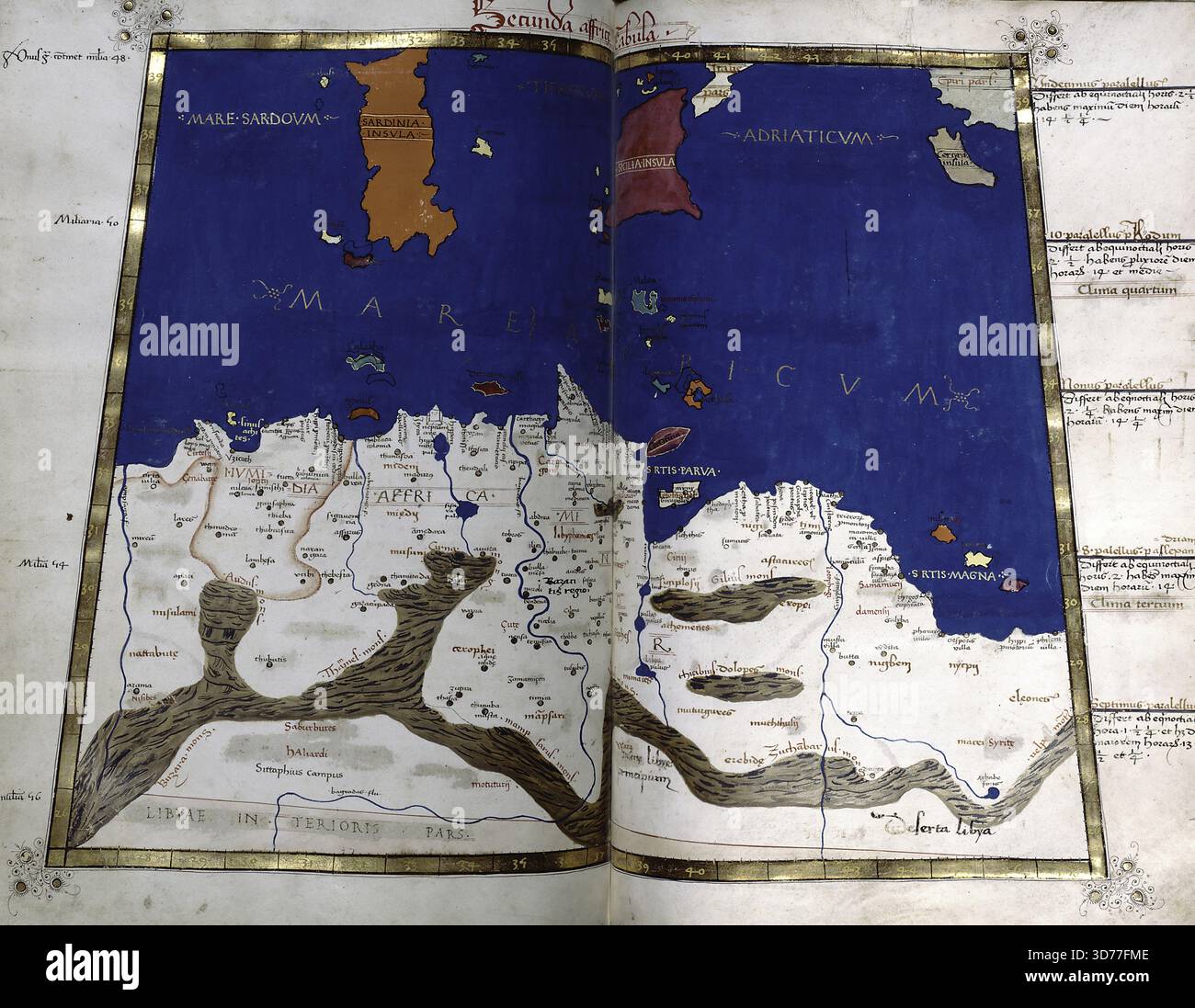 Second map of Africa (Libya), in full gold border., 1460, Africa, Libya ...
