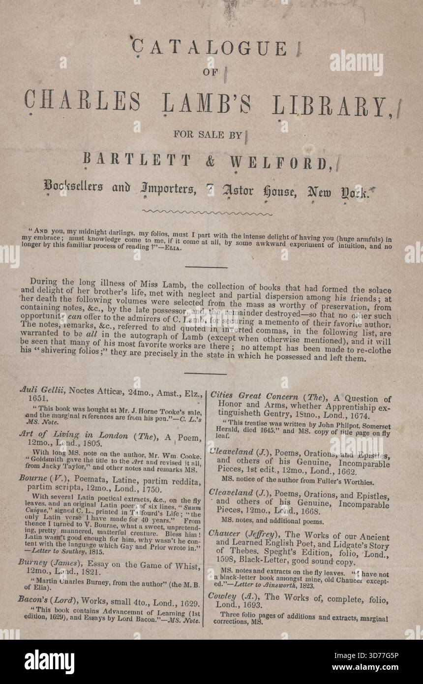 Charles lambs library hi-res stock photography and images - Alamy