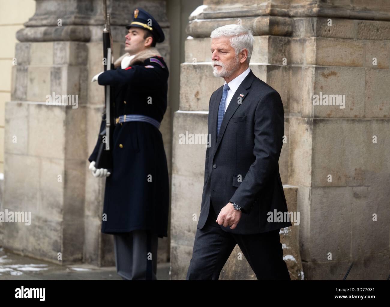 Czech President Petr Pavel comes to welcome his Polish counterpart ...