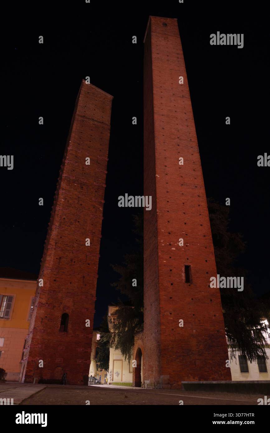 Pavia Medieval Towers village city Italy Italian characteristic square ...