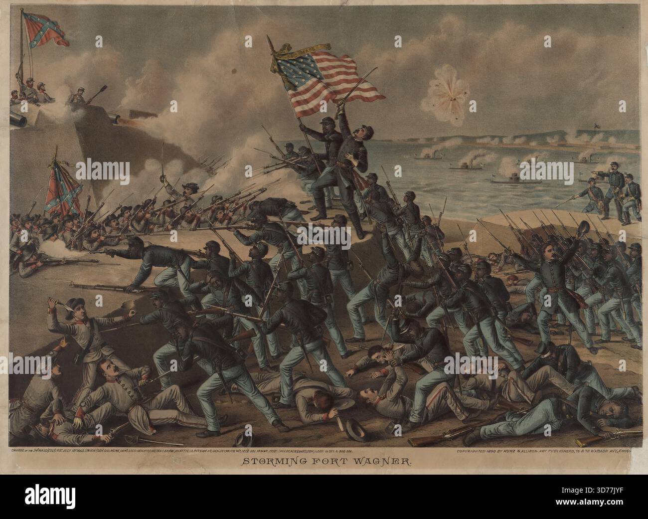 Storming Fort Wagner charge of the 54th Massachusetts Colored Regiment ...