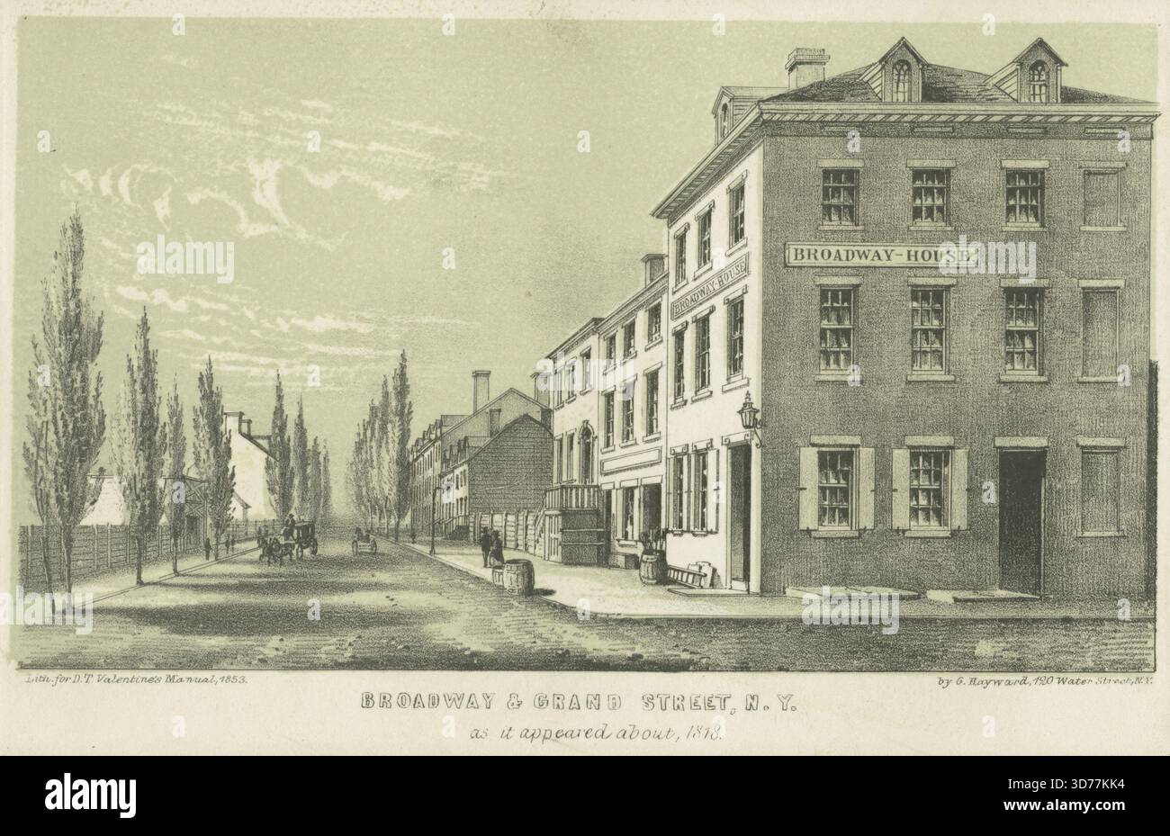 Broadway & Grand Street, New York, as it appeared around 1818., 1828 ...