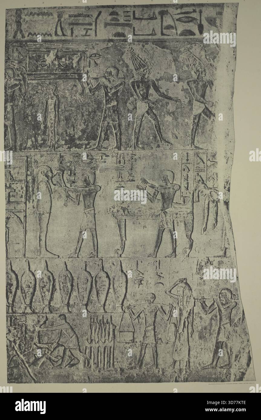 The illustration depicts a funeral procession with distinct sections ...