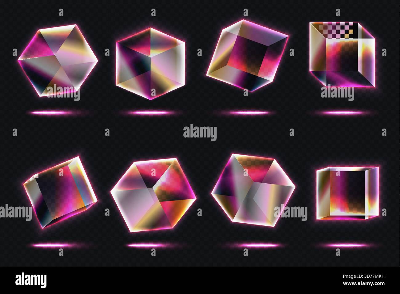 Black cubes with glowing neon edges Stock Vector Images - Alamy
