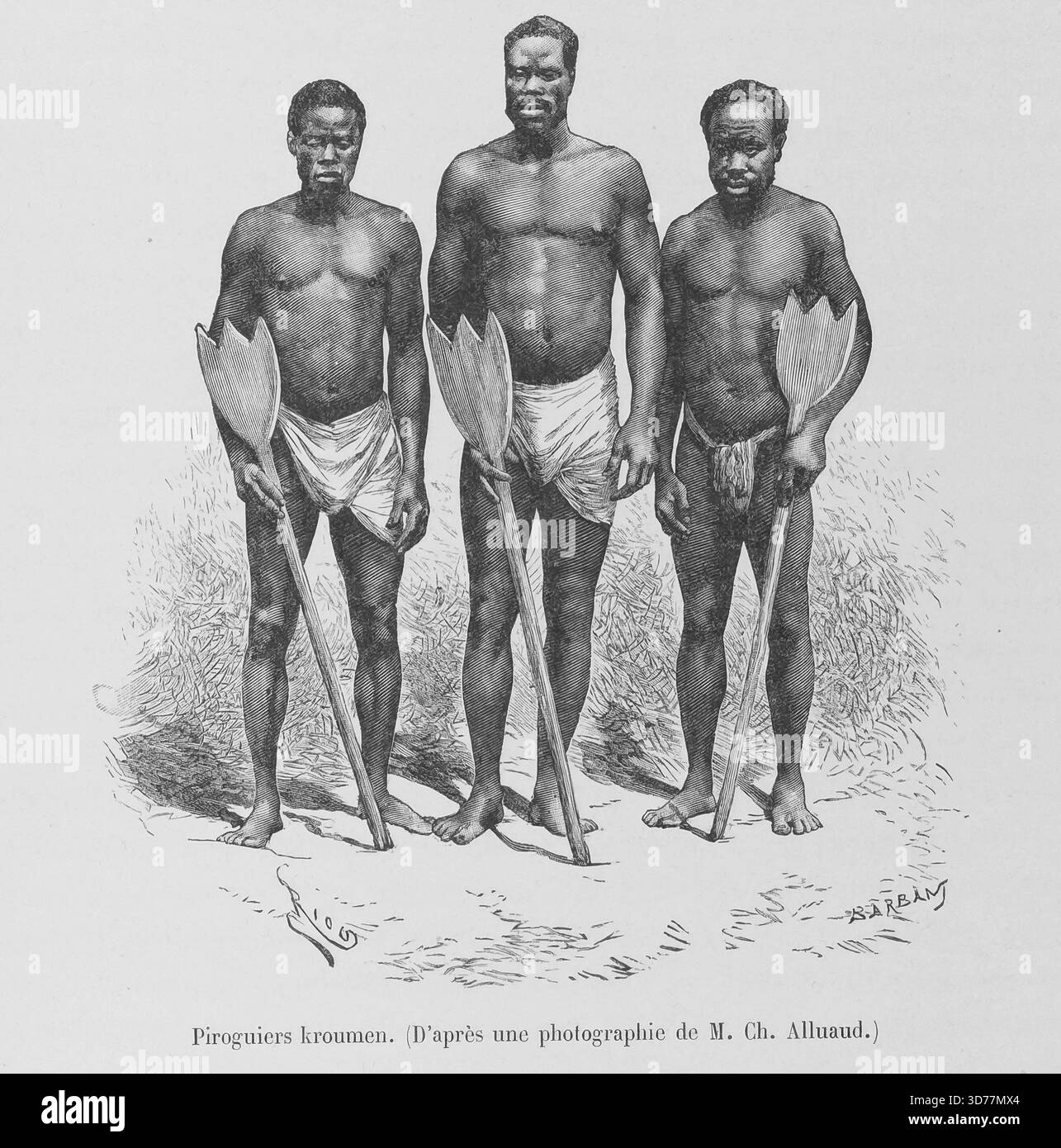 Piroguiers kroumen., 1892., Paris, Publisher, Hachette et cie. Depicts ...