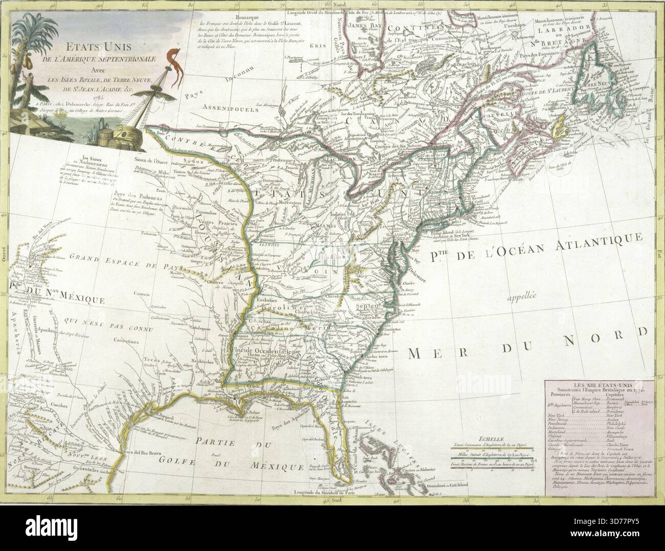 Map titled 'États-Unis de l'Amérique septentrionale avec les Isles ...