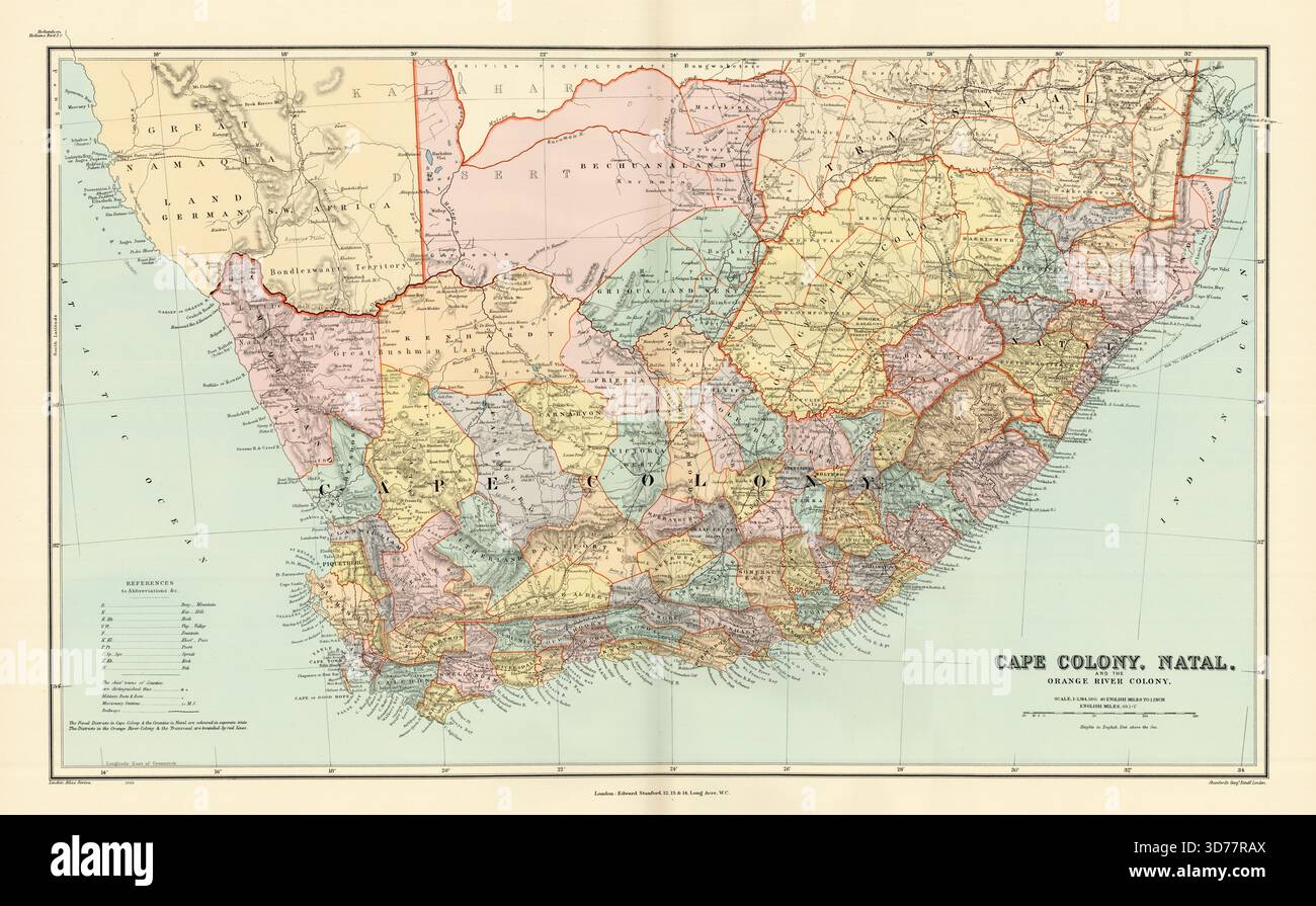 Cape Colony, Natal & Orange River Colony. South Africa 44x70cm STANFORD ...