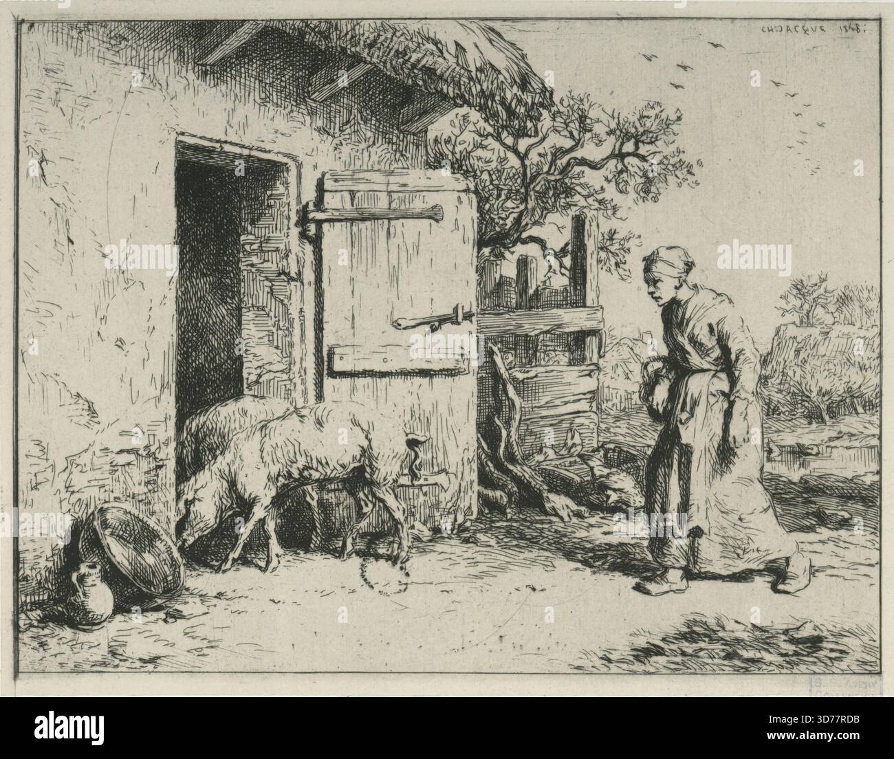 A woman herding pigs into a pigsty., 1845 - 1850, 1848. Subject Matter ...