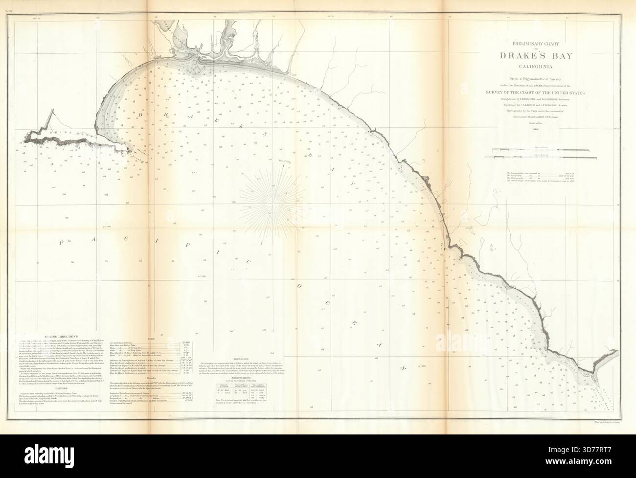 US Coast Survey chart. Drake’s Bay & Point Reyes, California. AD Bache ...