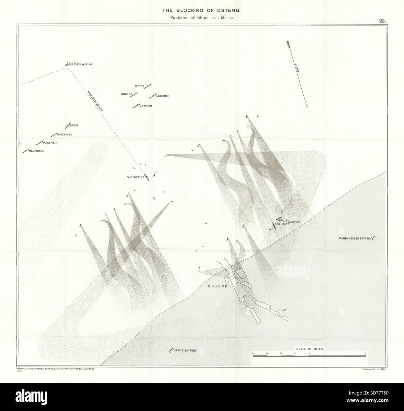 2nd Ostend Naval Raid 9-10 May 1918 Position at 1.50am. First World War ...