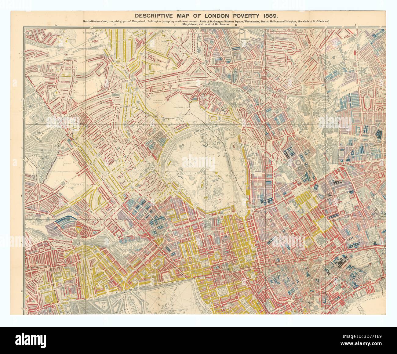 Descriptive map of London Poverty. BOOTH. NW - West End Marylebone ...