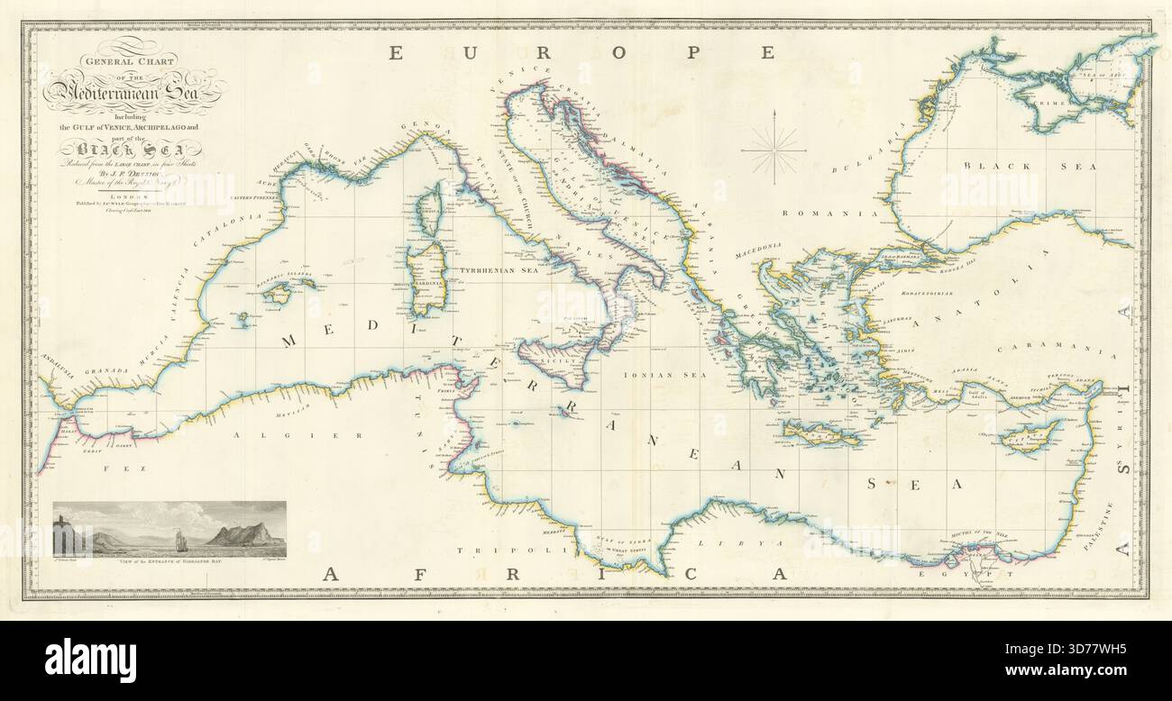 General Chart of the Mediterranean Sea by James Wyld after John Dessiou ...