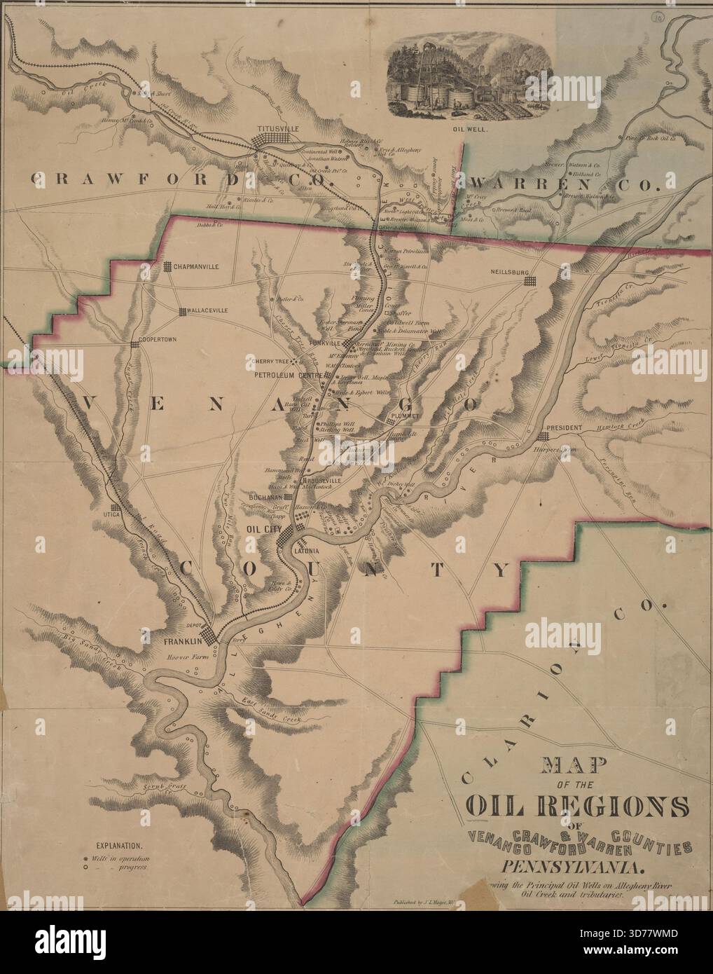 Map of the oil regions of Venango, Crawford, and Warren counties ...