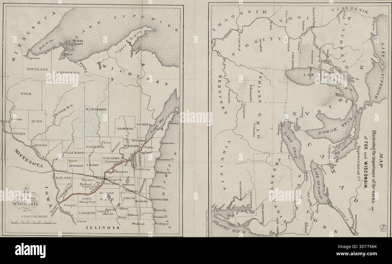 Map of the state of Wisconsin, illustrating the significance of the ...