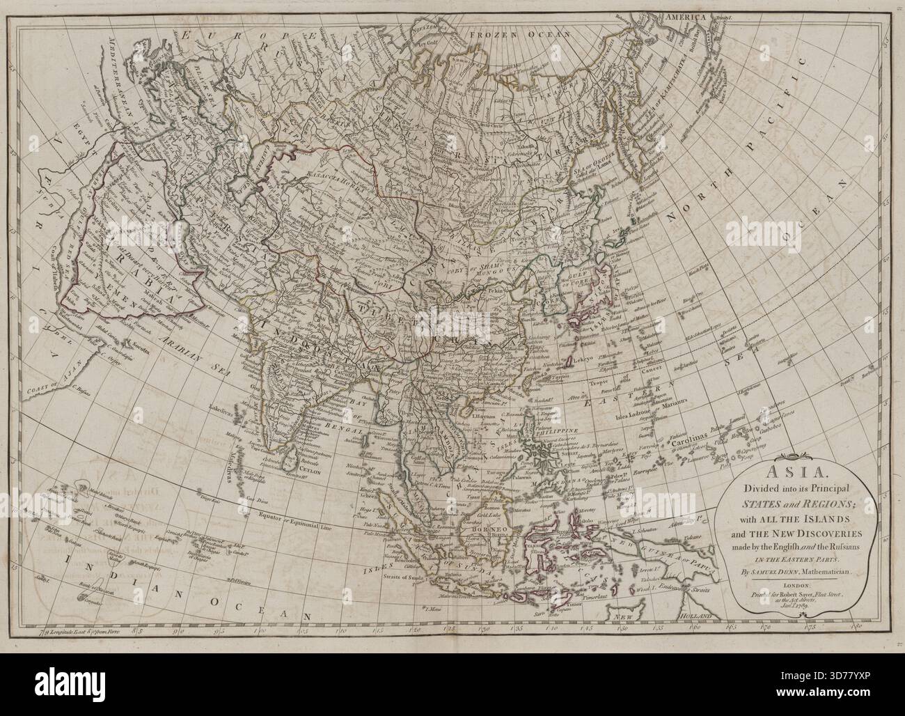 A map of Asia, highlighting its principal states and regions, as well ...