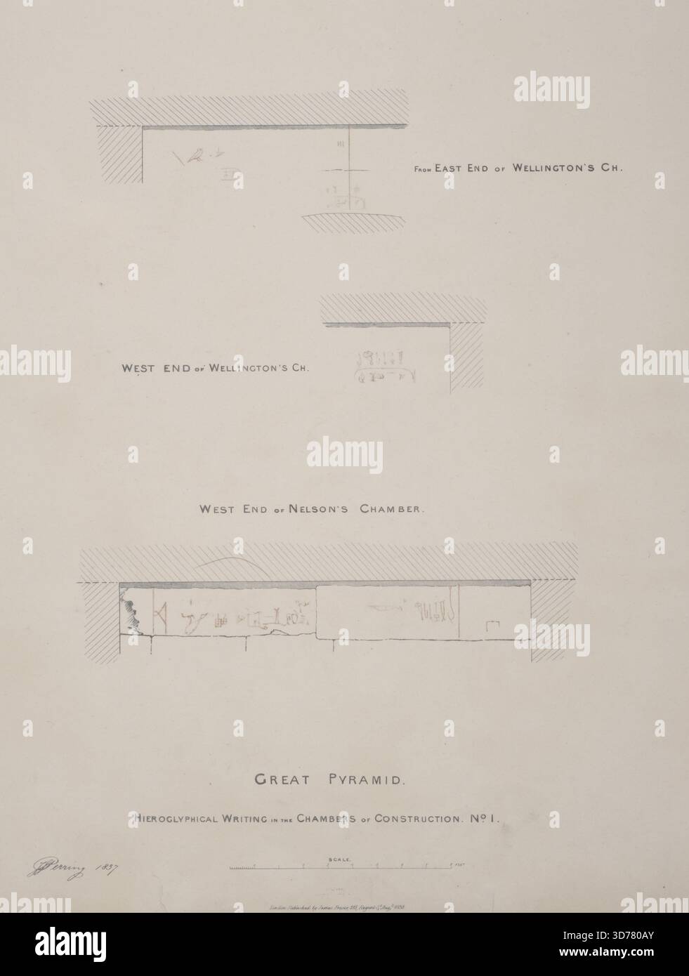 Great Pyramid. Hieroglyphical writing in the chambers of construction ...