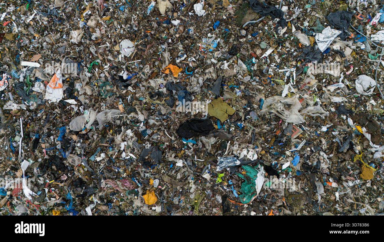 A general view of the 150m long pile of rubbish that has been illegally ...